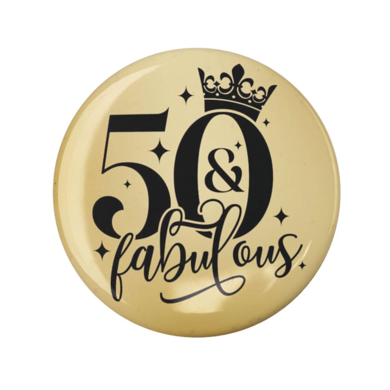 50th Birthday Badge Gold Black 50 Milestone Party Pin - Etsy