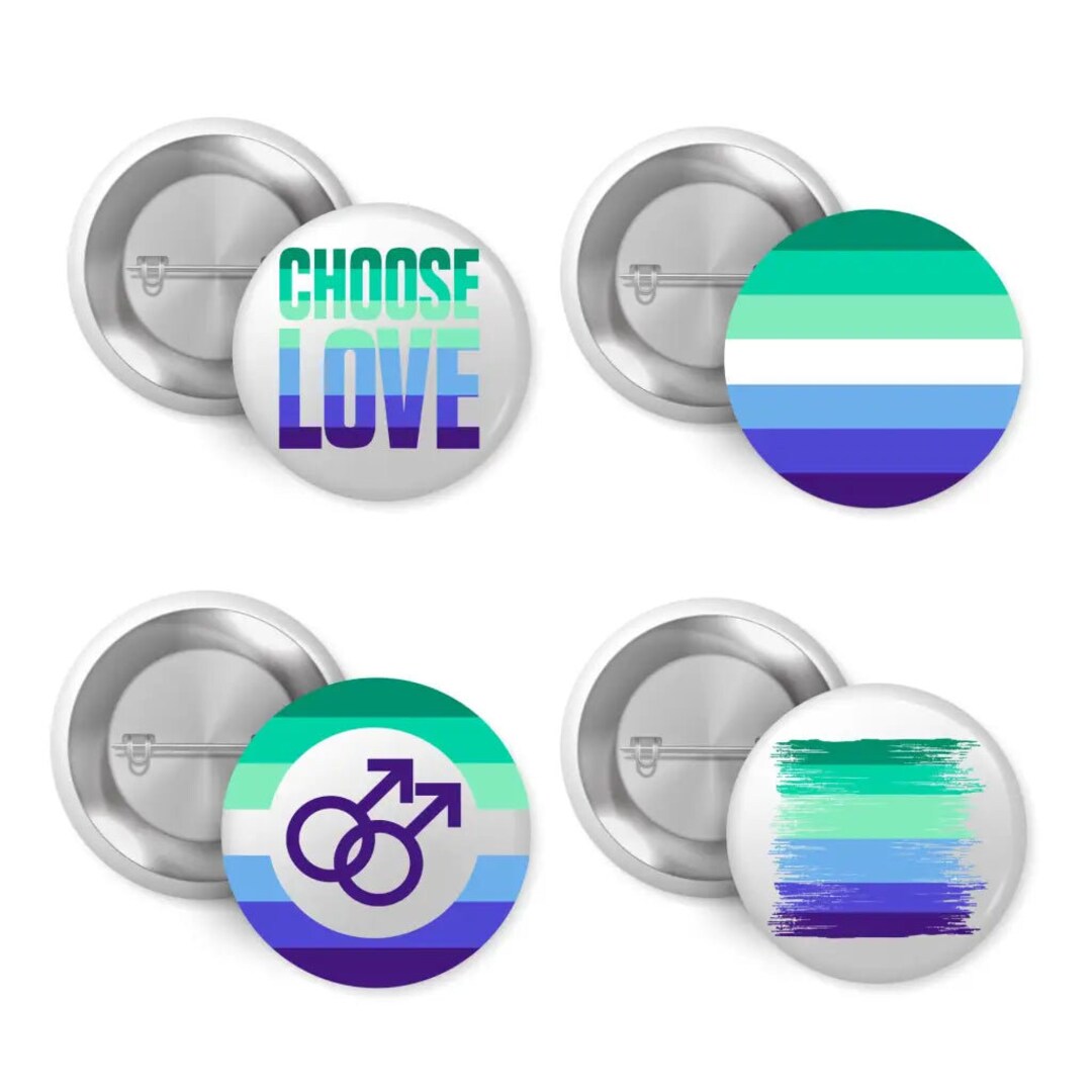 Gay 1in Pride Flag Badge for Men - MLM Support Pin, LGBTQ Gender ...
