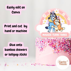 Bluey Inspired Cake Topper Bluey Birthday Cake Bluey Party Rainbow ...