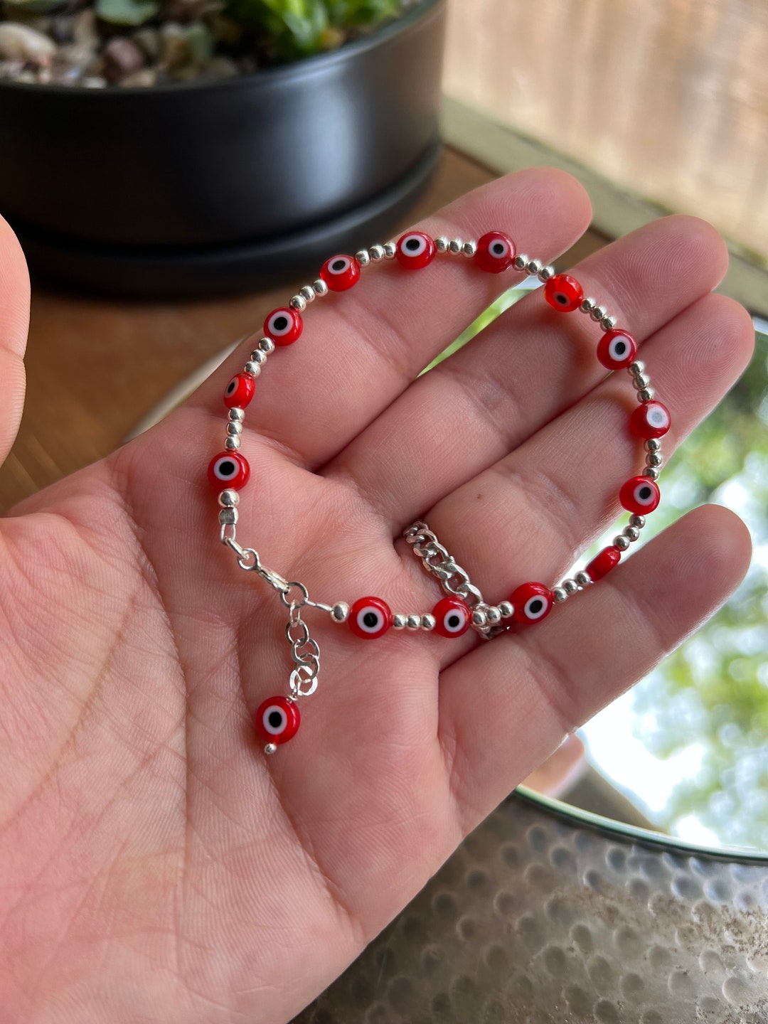 Red Evil Eye Bracelet | Sterling Silver | Hand-made - Etsy