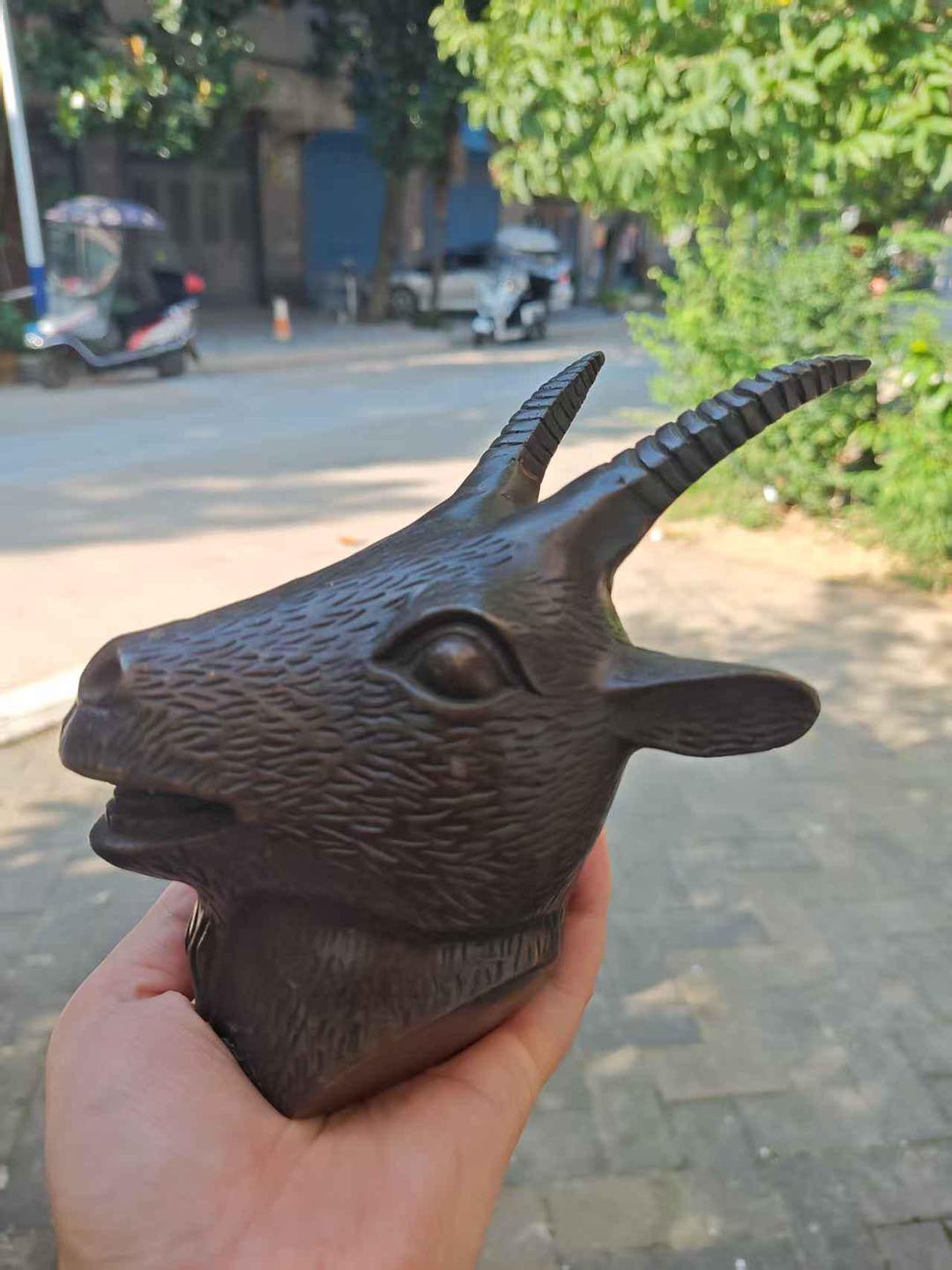 Fengshui 12 Zodiac Copper Sheep Head Statue Old Chinese Bronze Sheep ...