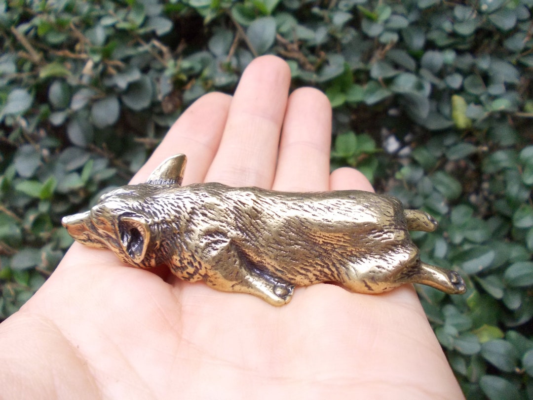 Vintage Style Mini Sleeping Copper Dog Statue Zodiac Dog Animal ...