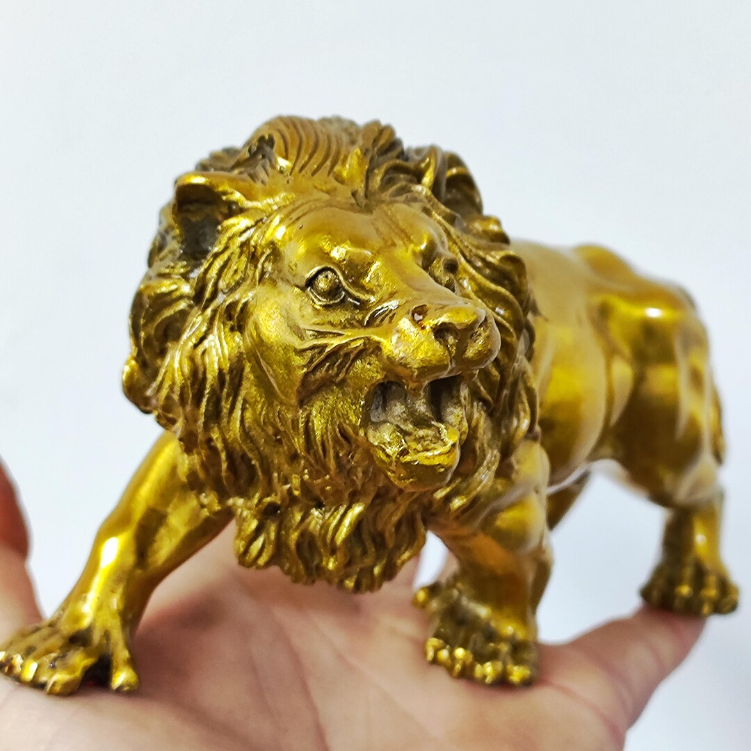 Classic Pure Copper Africa Lion Evil Foo Dog Lion Sculpture Artwork ...