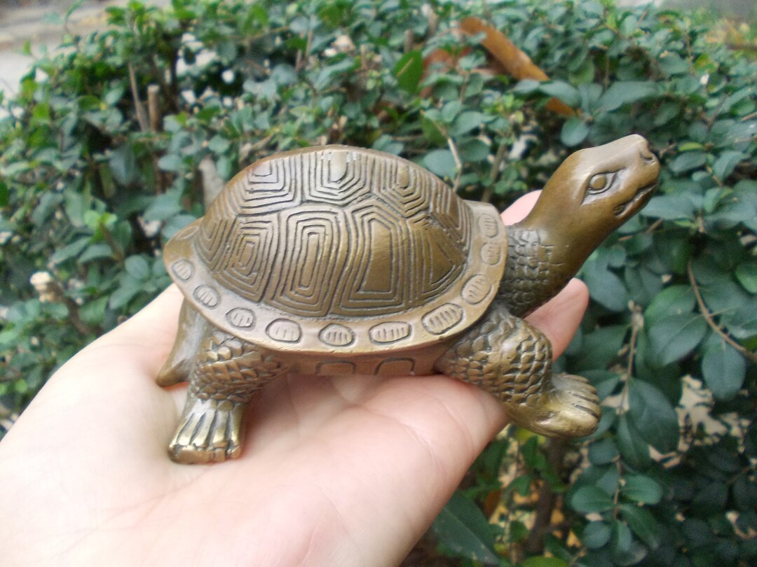 Miniature Brass Turtle Figurine Model Ornament Retro Sea Animal Statue ...