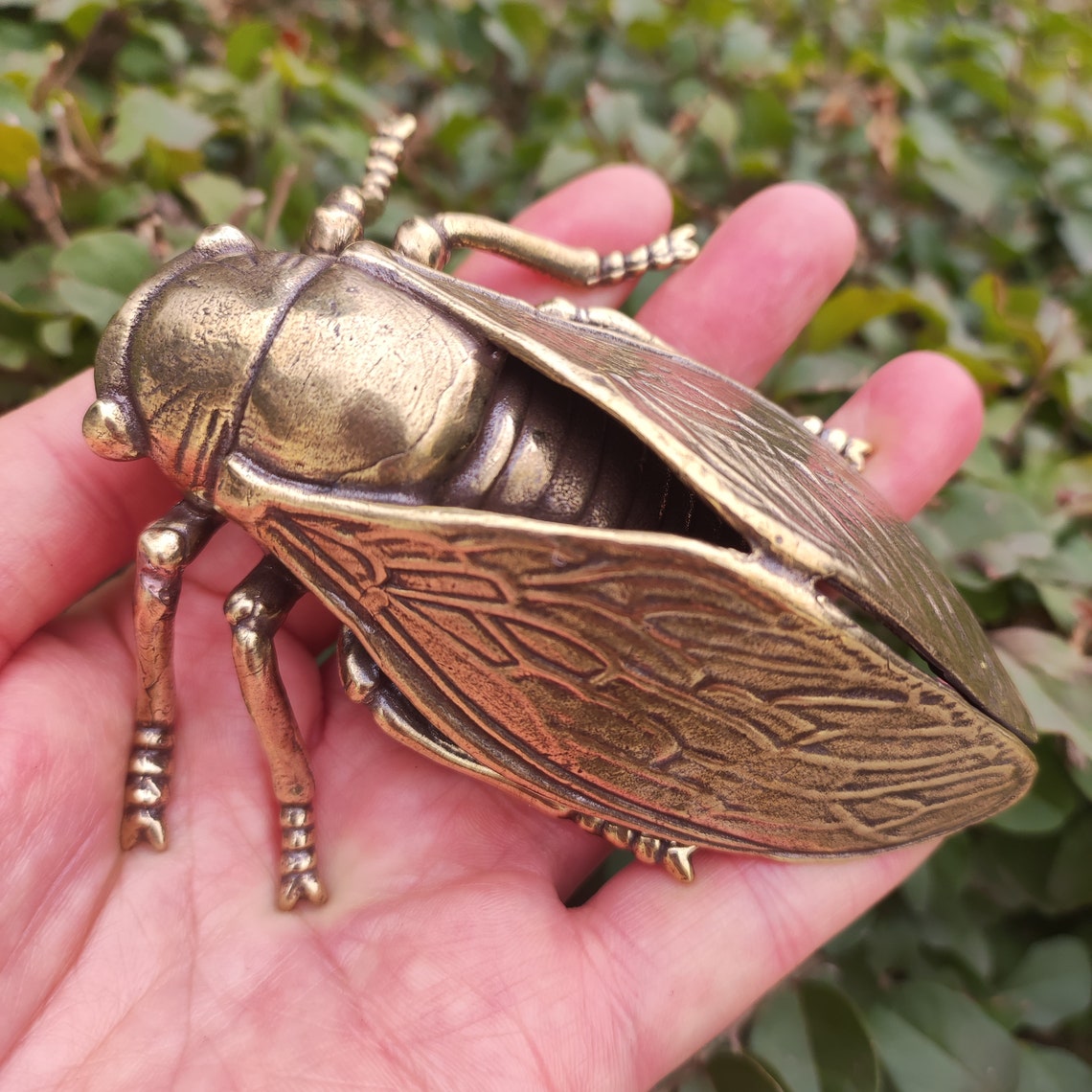 Vintage Halloween Vtg Style Brass Lucky Huge Cicada Statue Insect ...