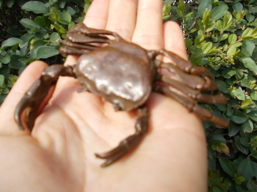 Miniature Red Copper Crab Figurine Model Ornament Retro Sea Animal ...