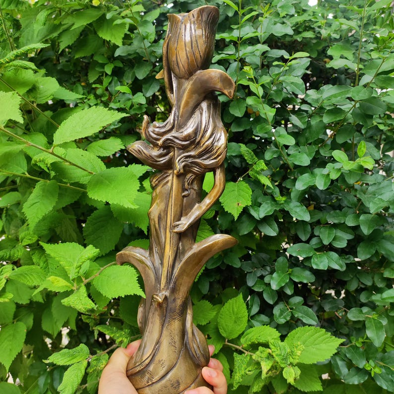 Western Art Decor Brass Copper Woman Girl and Flower Sculpture Hot Cast ...