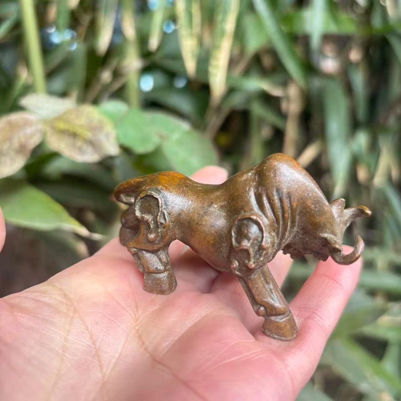 Copper Scroll Crouching Bull Figurine Desktop Home Decor - Etsy UK
