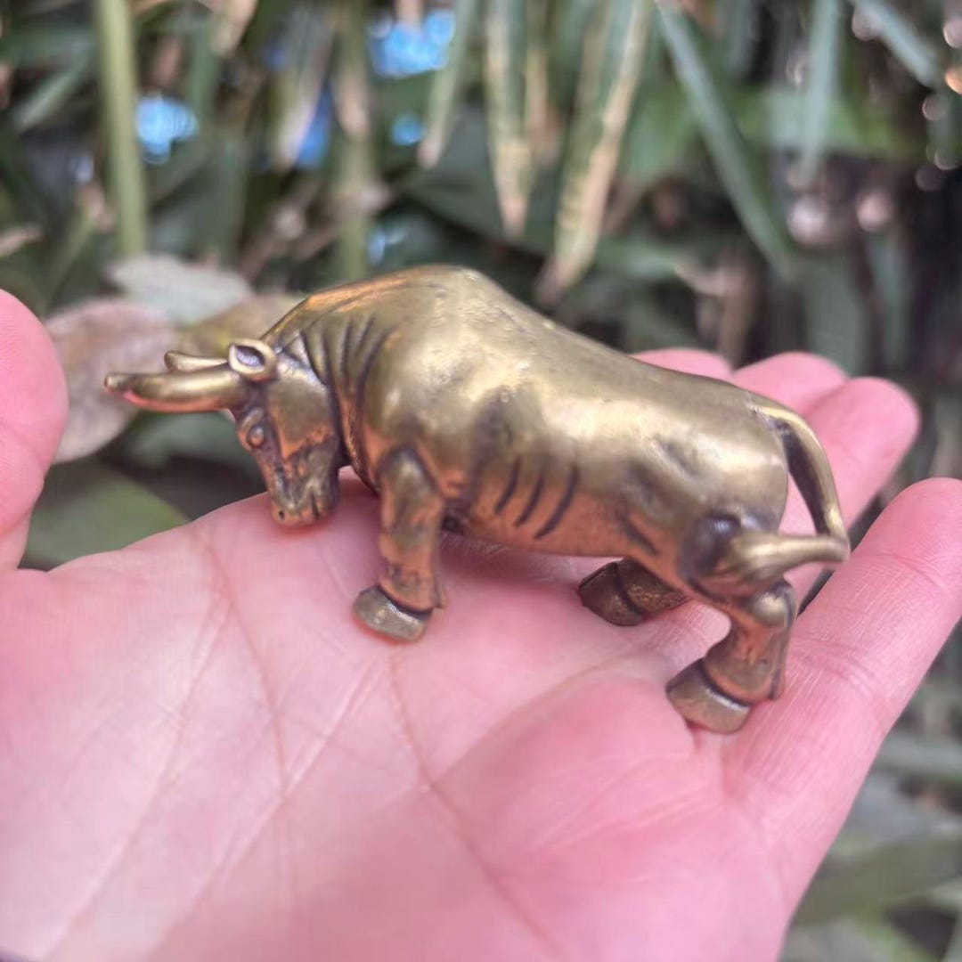 Vintage Brass Crouching Bull Figurine Desktop Home Decor - Etsy