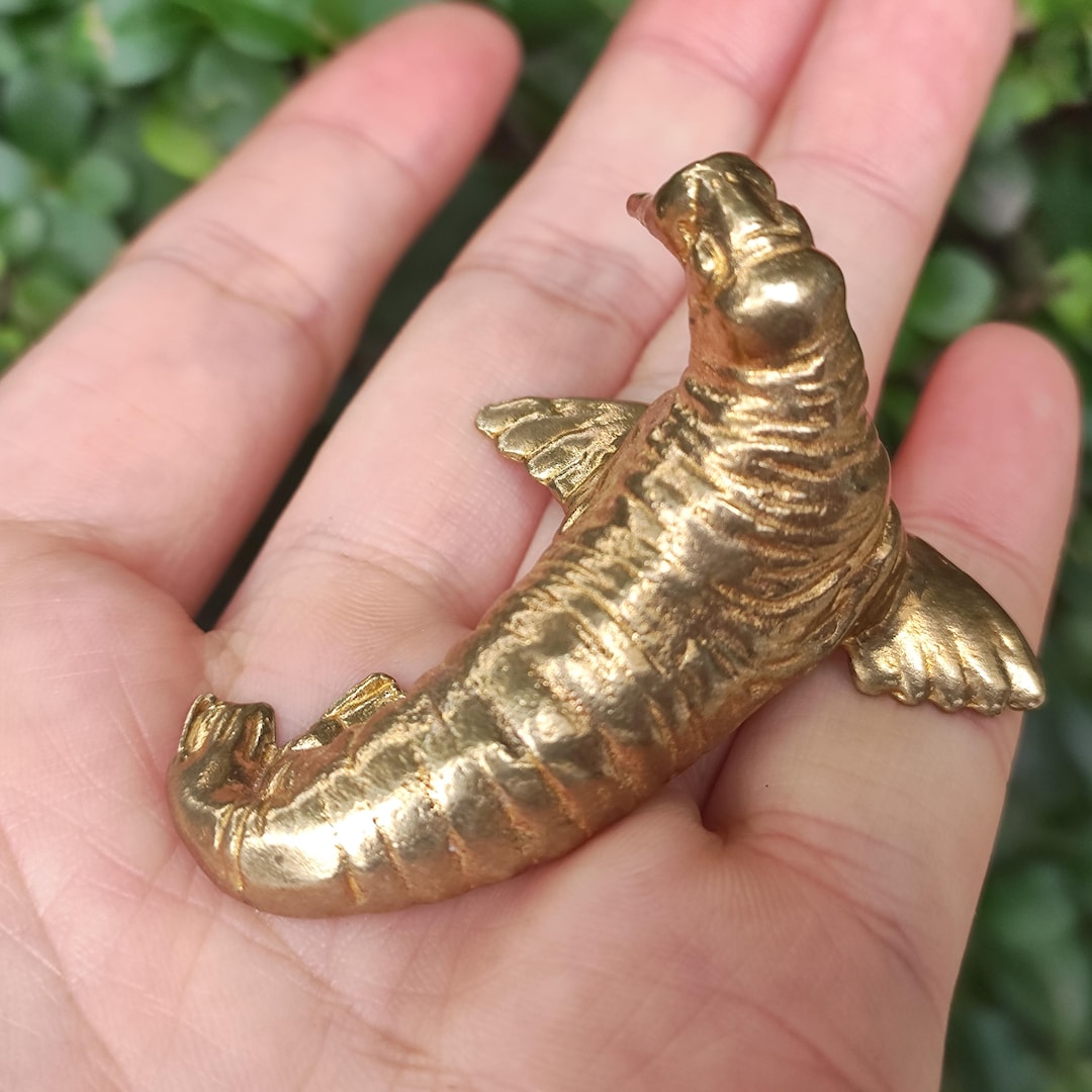 Get 1 Miniature Brass Walrus Figurine Model Ornament Retro Sea Animal ...