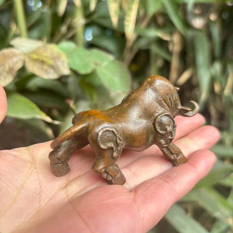 Copper Scroll Crouching Bull Figurine Desktop Home Decor - Etsy UK