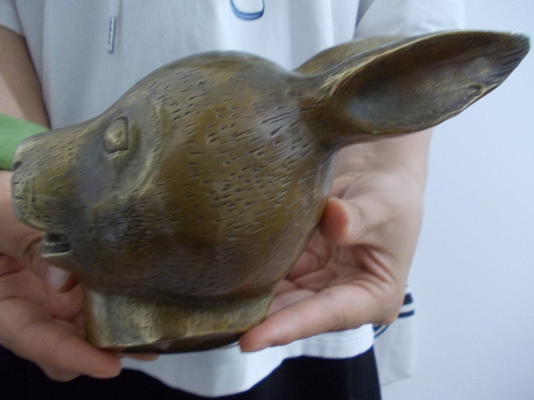 Fengshui Copper Rabbit Head Statue, Animal Auspicious Lucky Figurine ...