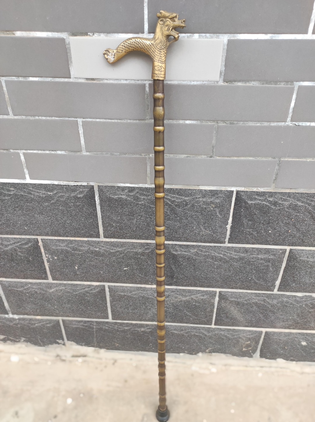 Vintage Copper Dragon Head Cane,metal Sport Sticks, Bronze Walking Stick,grounding Walking Stick ...