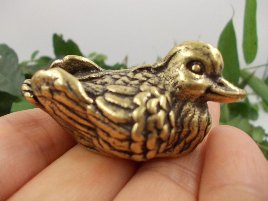 Get 1 Miniature Copper Duck Figurine Model Ornament Retro Animal Statue ...