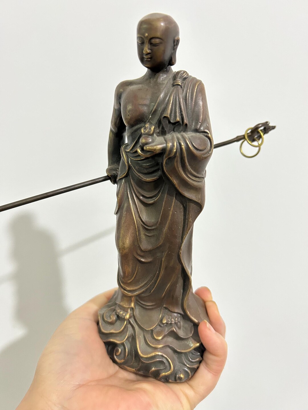 Pure Copper Brass Ksitigarbha Bodhisattva Standing Posture Dizang Pusa ...