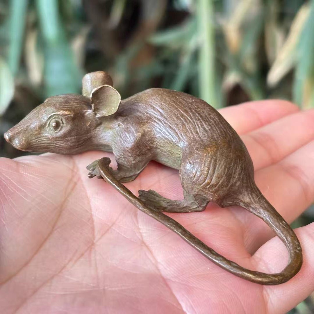 Vintage Brass Mouse Figurine Desktop Home Decor - Etsy