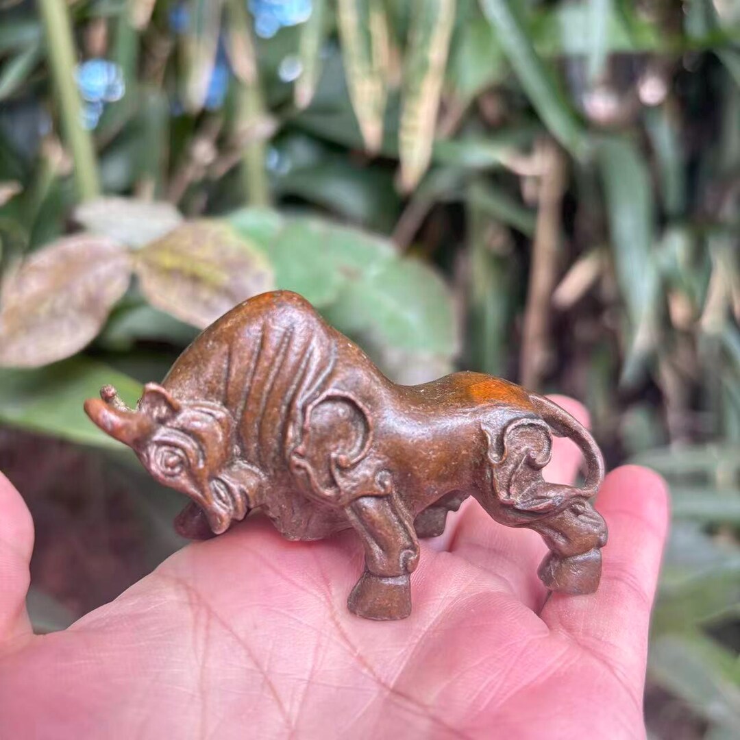 Copper Scroll Crouching Bull Figurine Desktop Home Decor - Etsy UK