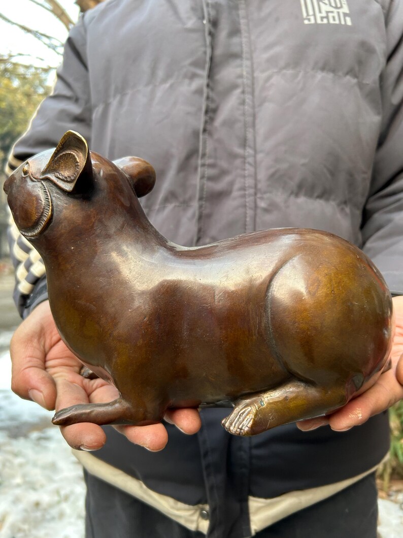 3.4kg Solid Copper Rat Sculpture Status Decor Copper, Collect Bronze ...