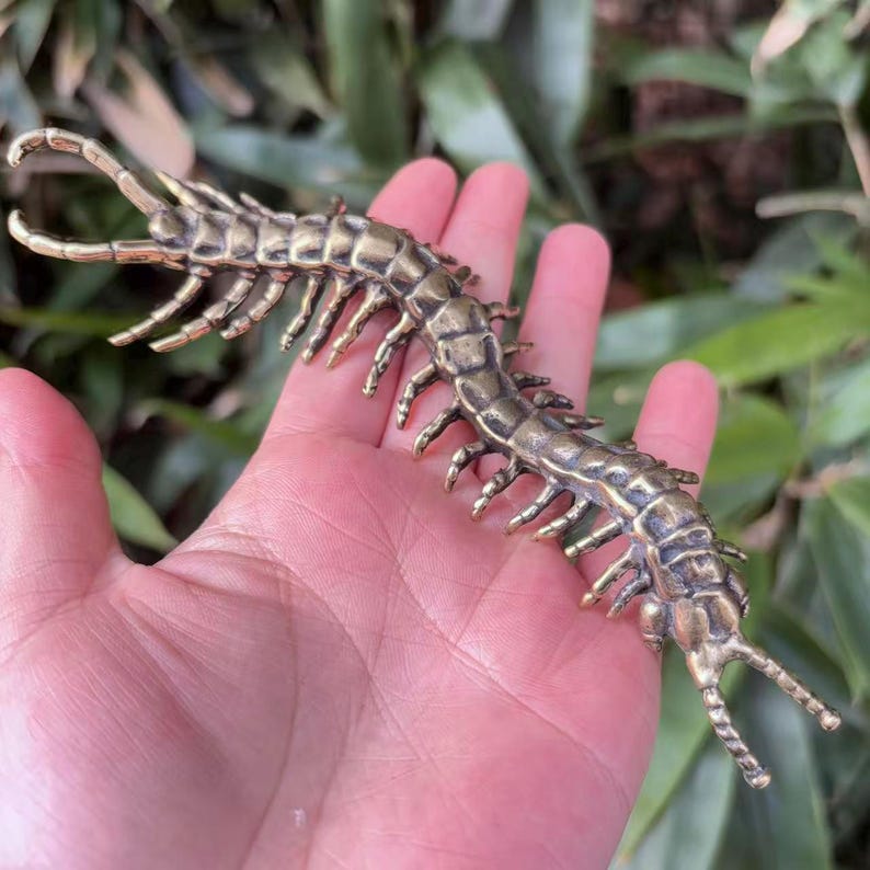 Antique Brass Centipede Dragon King Figurine Vintage Curio Collectible ...