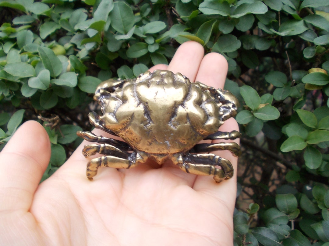 Vintage Style Brass Cute Lucky Crab Statues Fortune Crab Figure Tea Pet ...