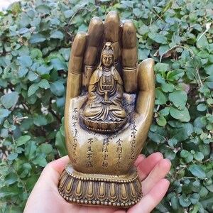 Antiqued Thai Brass Buddha Hand Mudra Sculpture Statue Door Handle Knob ...