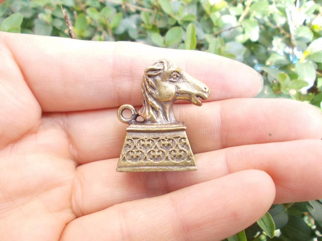 Vtgbrasslover Vtg Vintage Style Copper Horse Head Statues Pendant ...