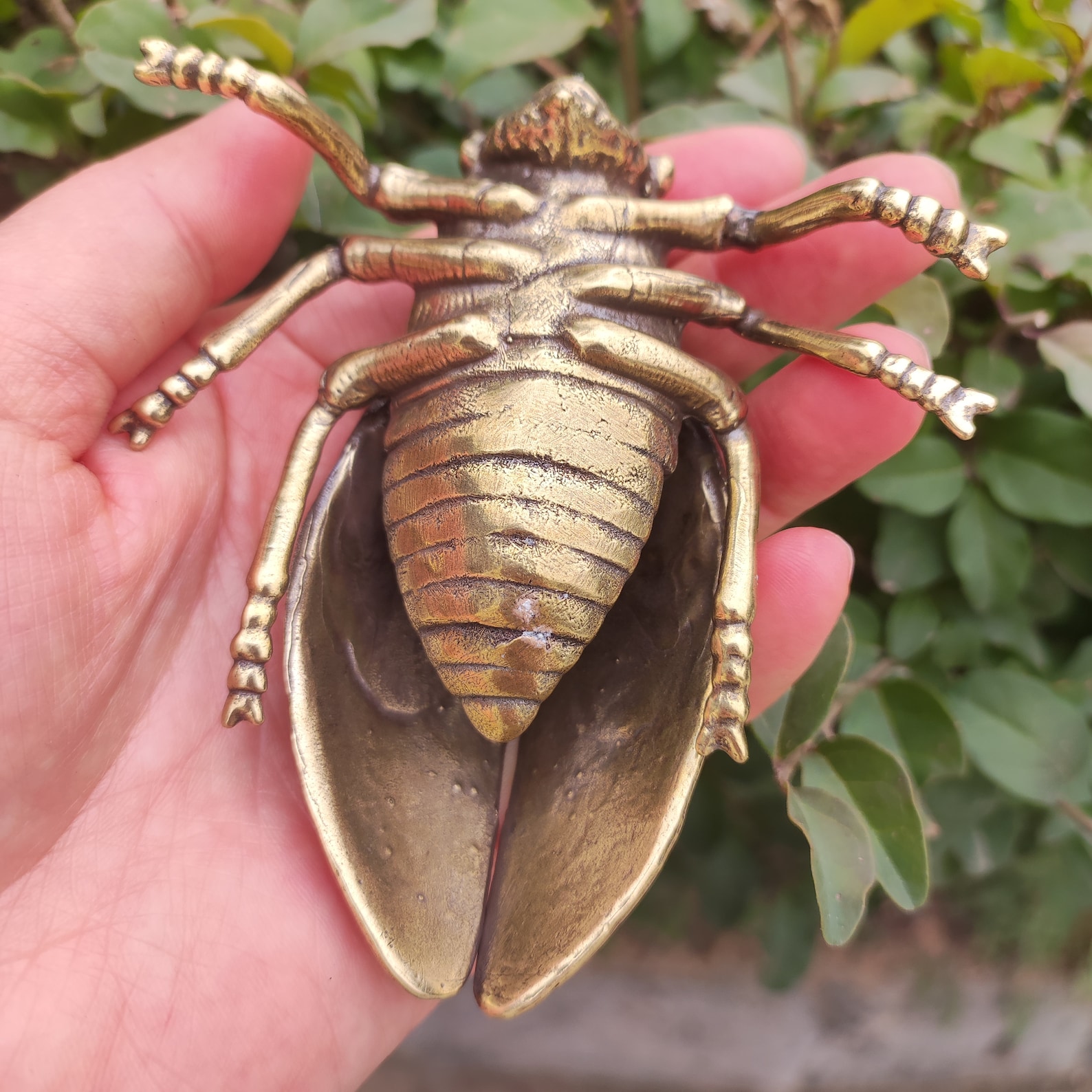 Vintage Halloween Vtg Style Brass Lucky Huge Cicada Statue Insect ...