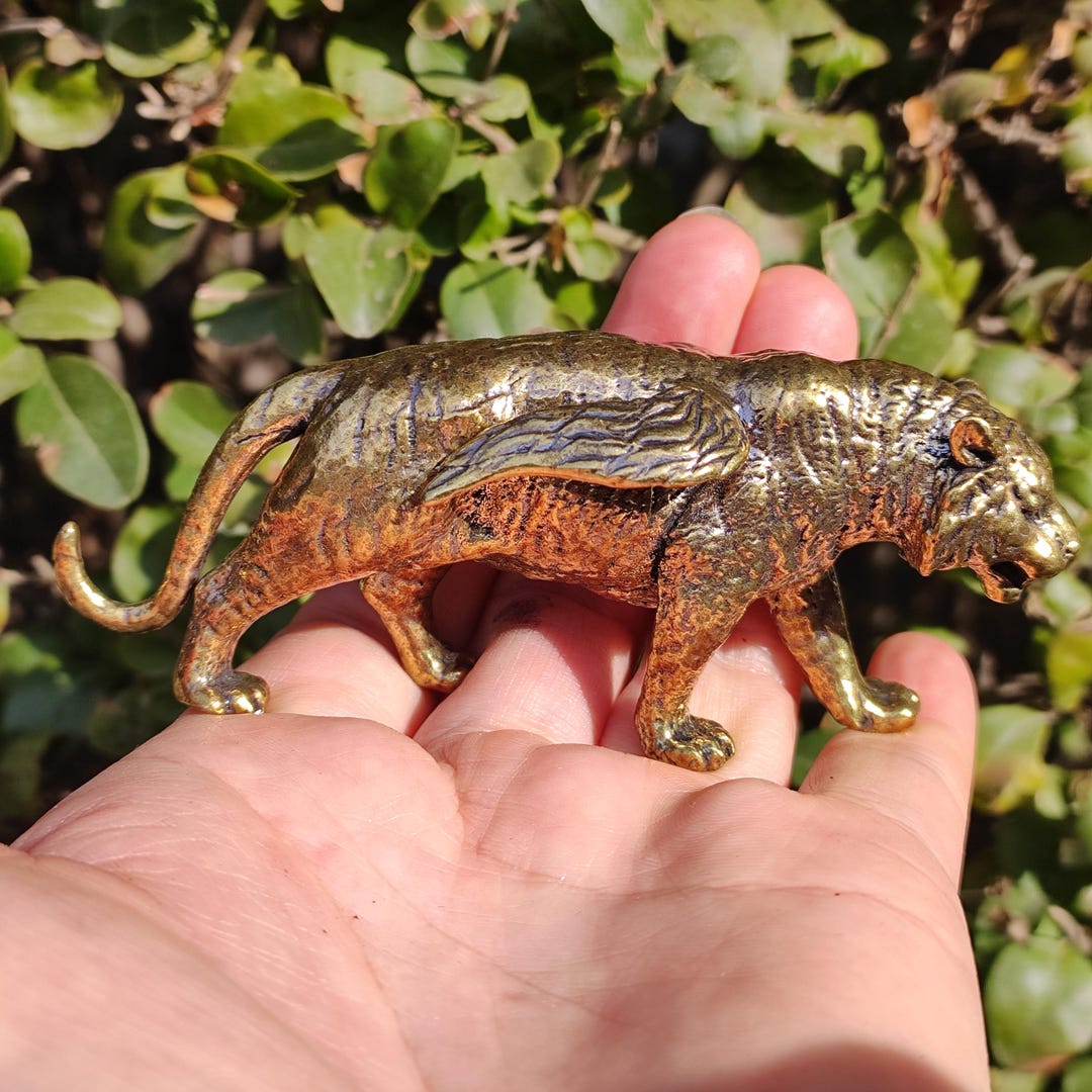 Miniatures Winged Retro Tiger Brass Figure Feng Shui Big Cat Statue ...