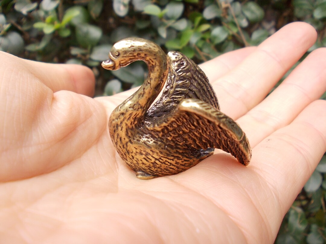 Miniature Brass Goose Figurine Model Ornament Retro Animal Statue Home ...