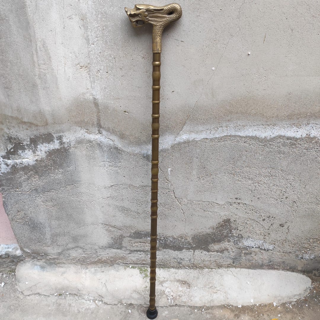Vintage Copper Dragon Head Cane, Metal Sport Sticks, Bronze Walking ...