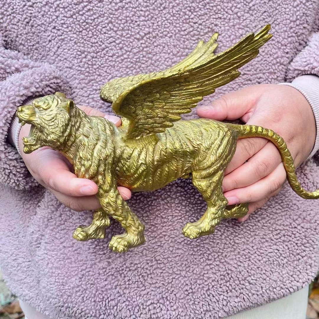 Antique Brass Winged Tiger Figurine Feng Shui Home Decor Collectible - Etsy