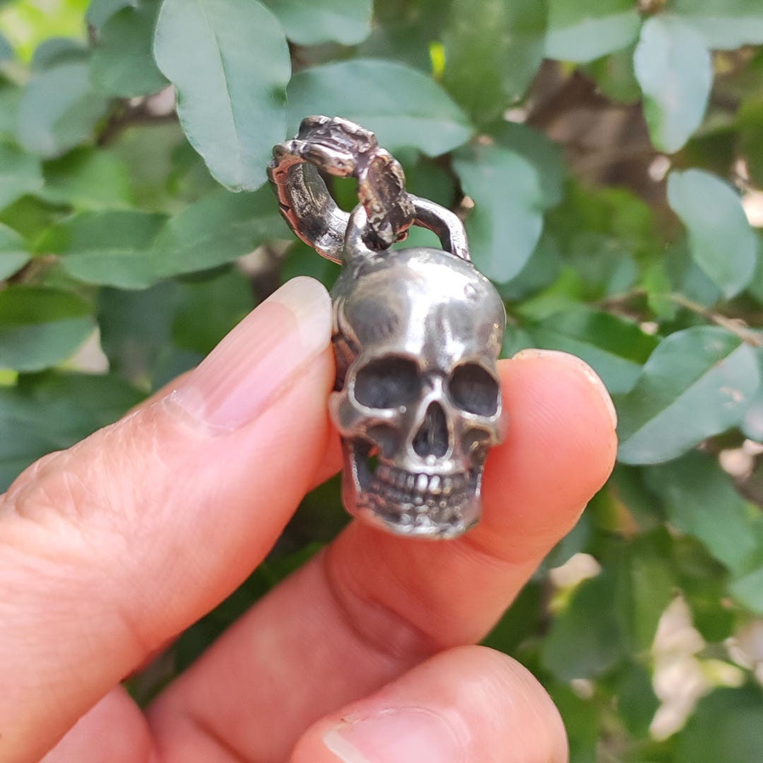 Get 2 Pieces Antique Style Humans Copper Skull Pendant Necklace Men's ...