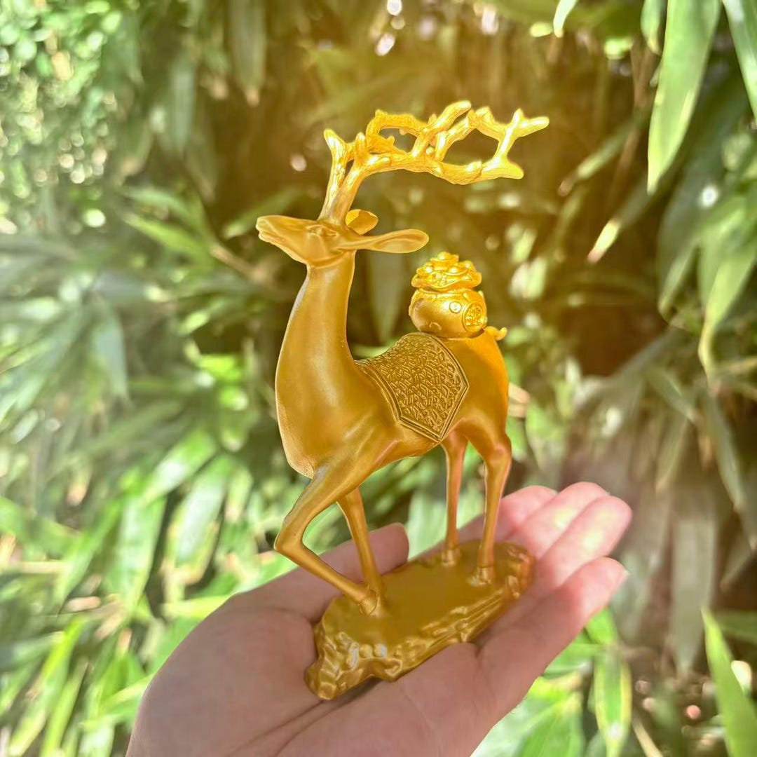 Alloy Material“gold Deer Money Bag Figurine – Opening or Housewarming ...