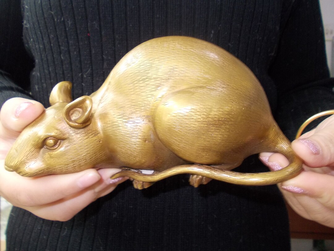 Huge Mouse Figurine, Collectible Rat Rodent Family Animal Art,golden ...