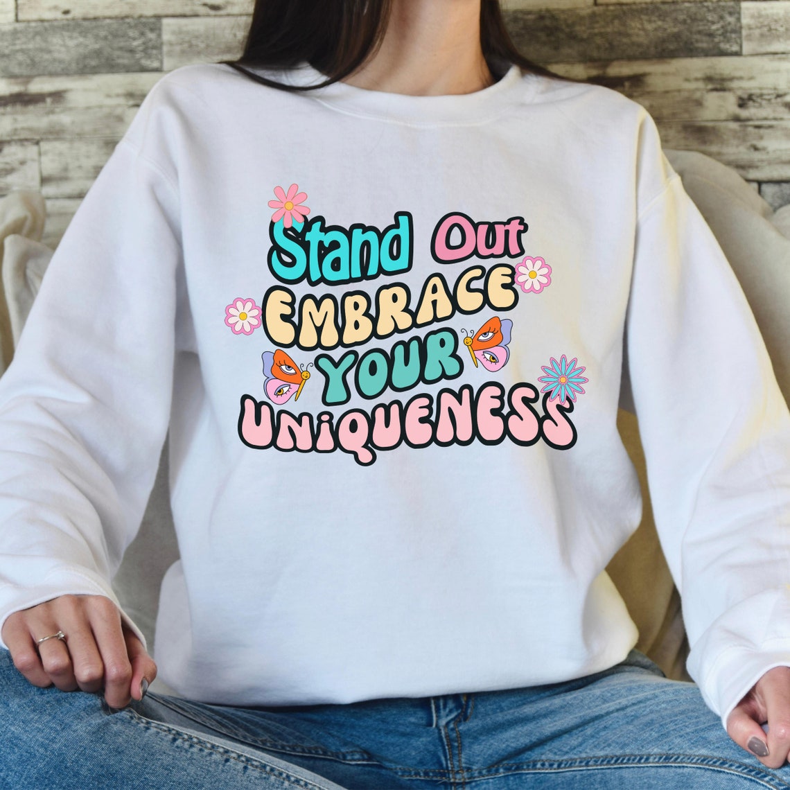 Stand Out Embrace Your Uniqueness SVG PNG Jpg Positive Quotes Wavy Text ...