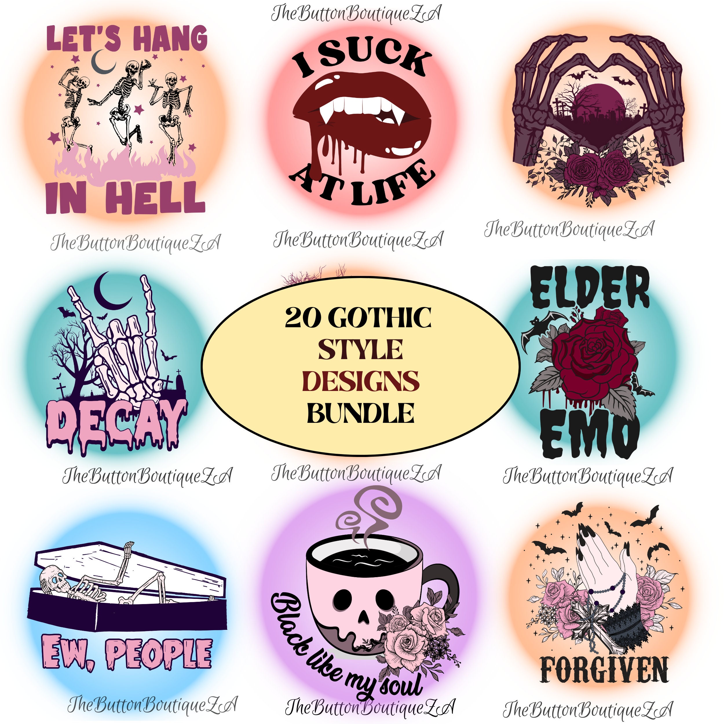 Goth and Halloween Sublimation Bundle, Sublimation Download, Gothic SVG ...