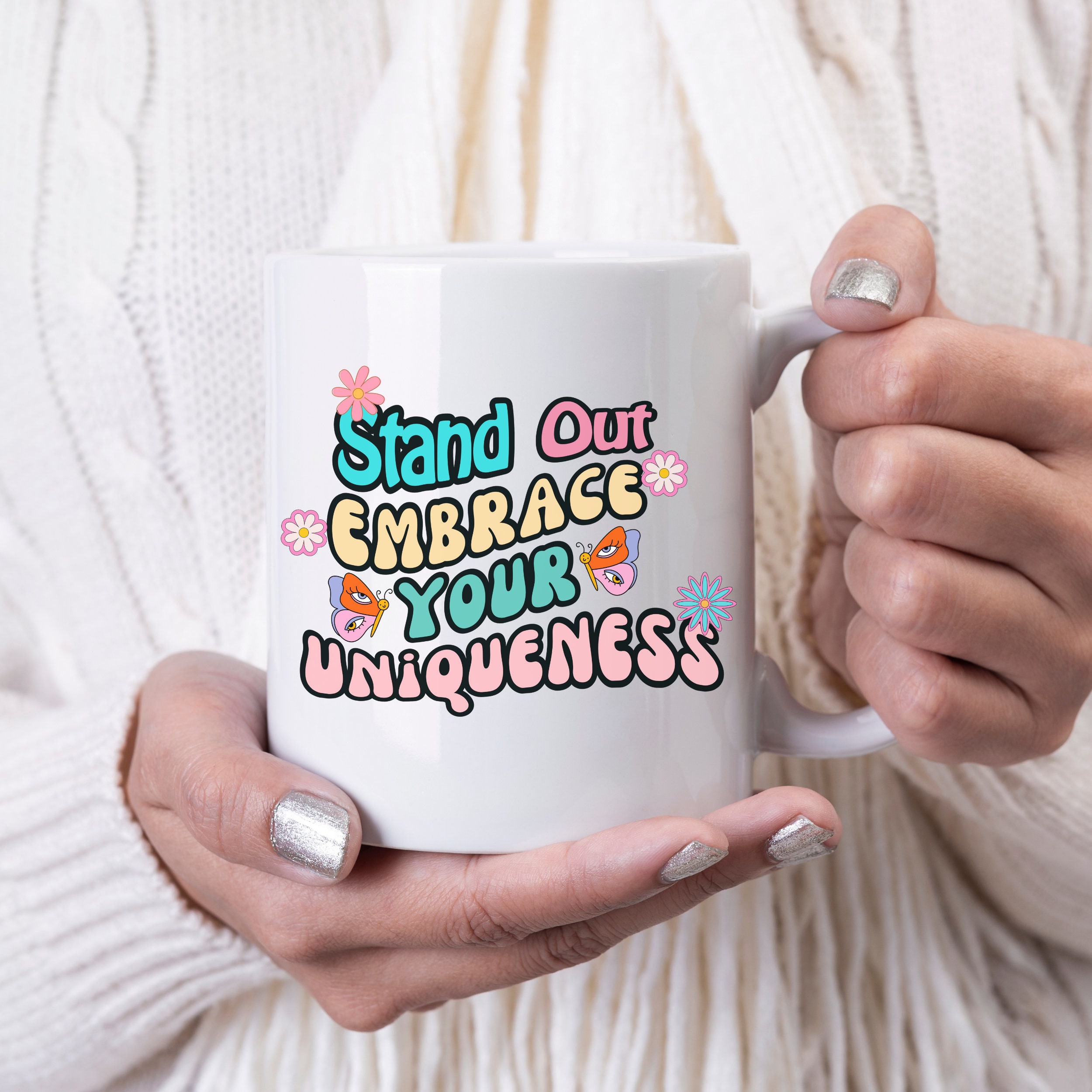 Stand Out Embrace Your Uniqueness SVG PNG Jpg Positive Quotes Wavy Text ...