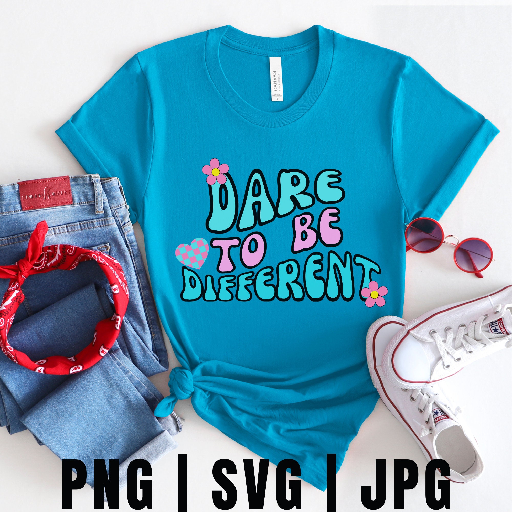 Dare to Be Different Svg Png Jpg Positive Quotes Wavy Text - Etsy