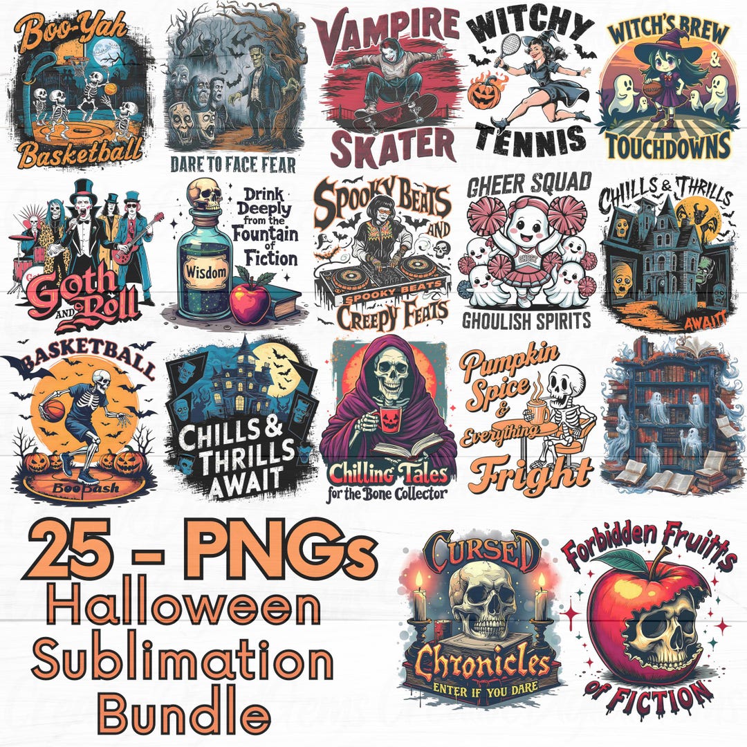 25 Goth and Halloween Sublimation Bundle, Gothic Clipart, Spooky ...