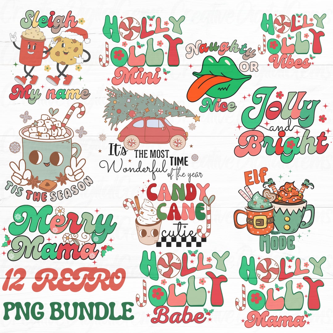 Trendy Retro Groovy Christmas PNG Bundle Holly Jolly Shirt - Etsy