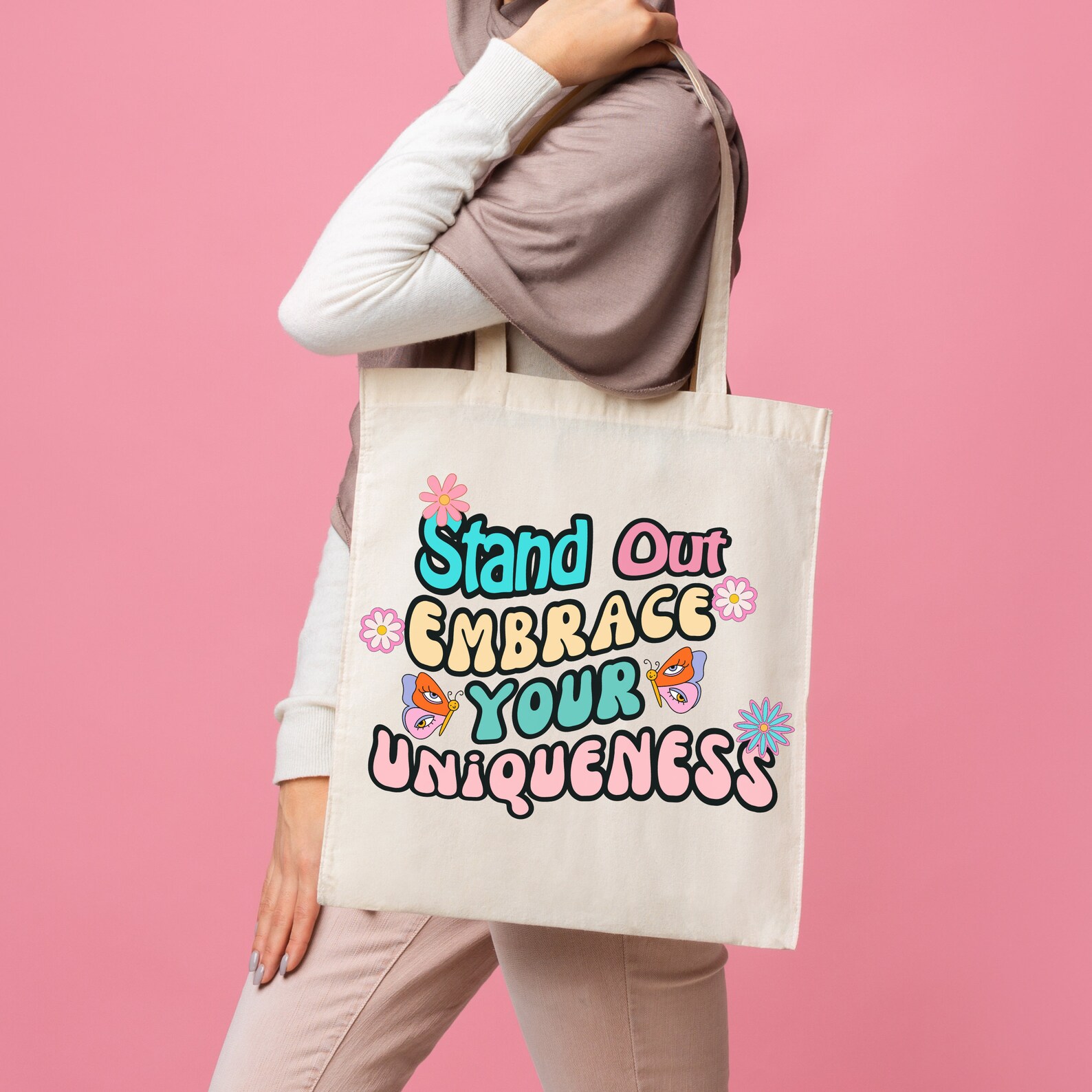 Stand Out Embrace Your Uniqueness SVG PNG Jpg Positive Quotes Wavy Text ...