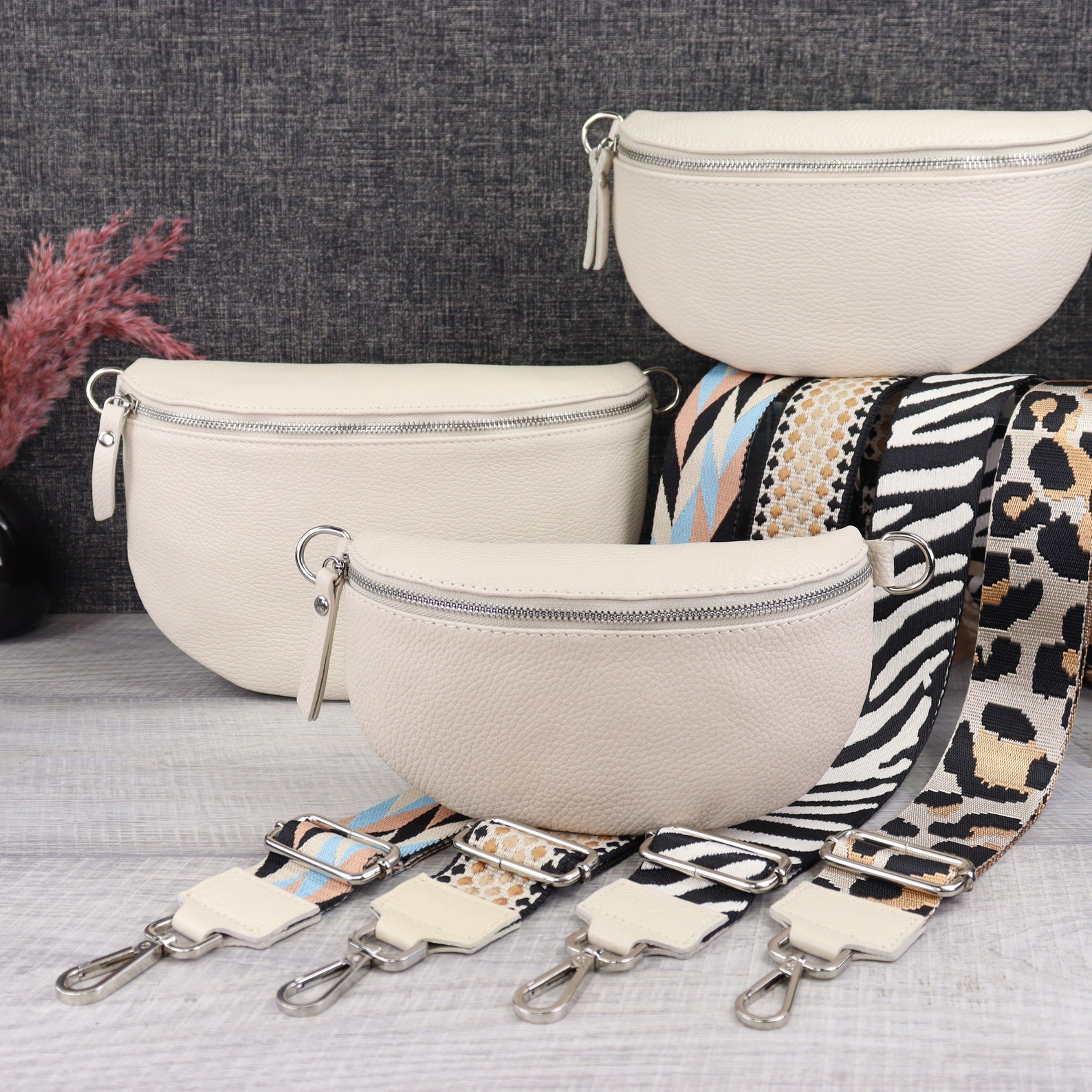 Crossbody Bag Leather With Leather Belt and Patterned Belt, Mother's ...