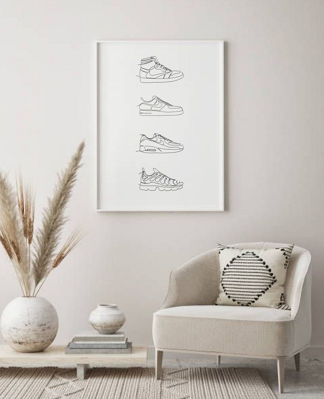Minimalist Sneakers Line Art. 4 Shoes in Line(single Line Art). Instant ...