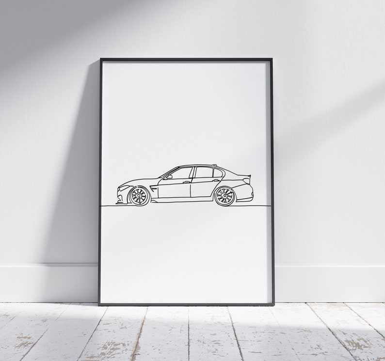 Minimalist BMW M3 F80 Line Art. Line Art Illustration Digital Download ...