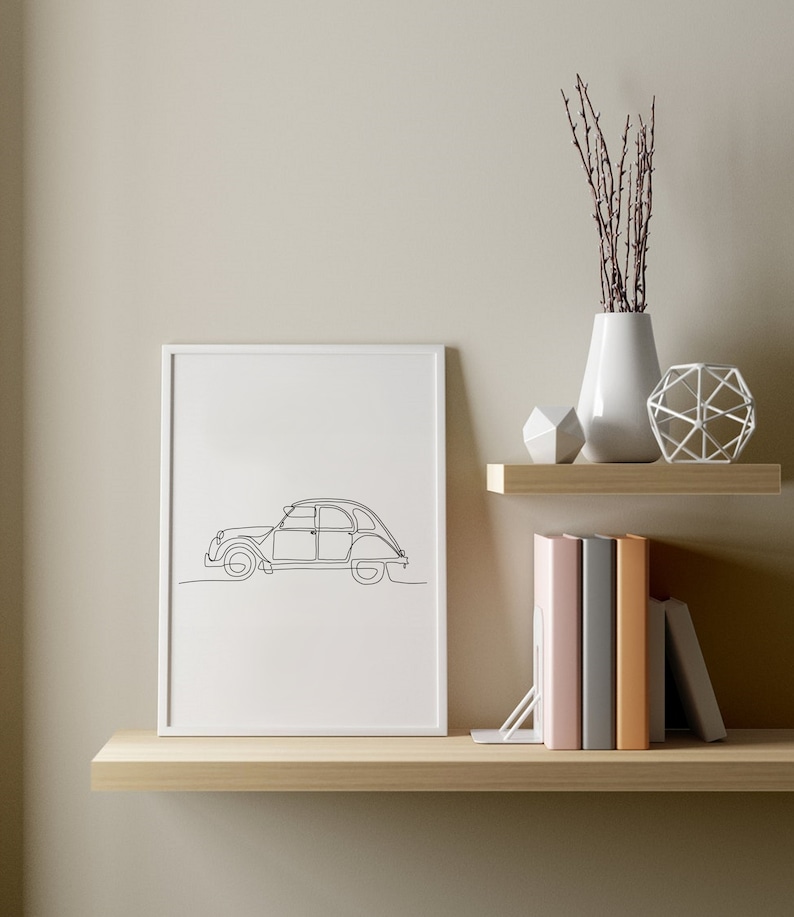 Minimalist Citroen 2CV Car, Line Art, Digital Download, Car Print ...
