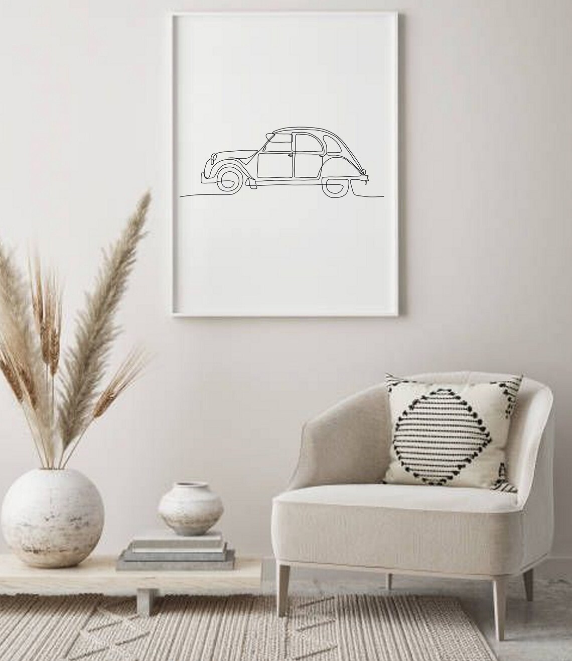 Minimalist Citroen 2CV Car, Line Art, Digital Download, Car Print ...