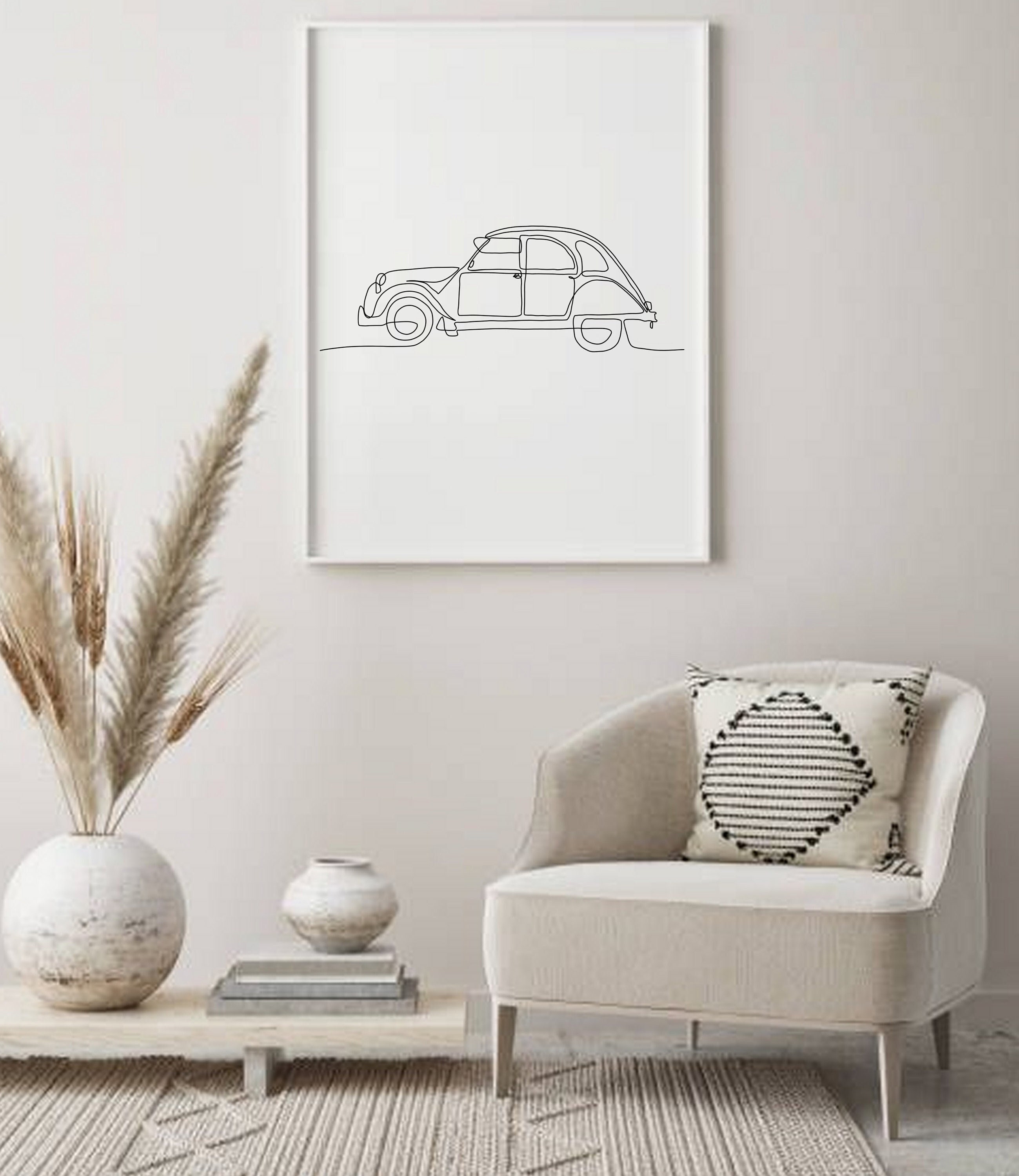 Minimalist Citroën 2CV Car Line Art Digital Download Car - Etsy