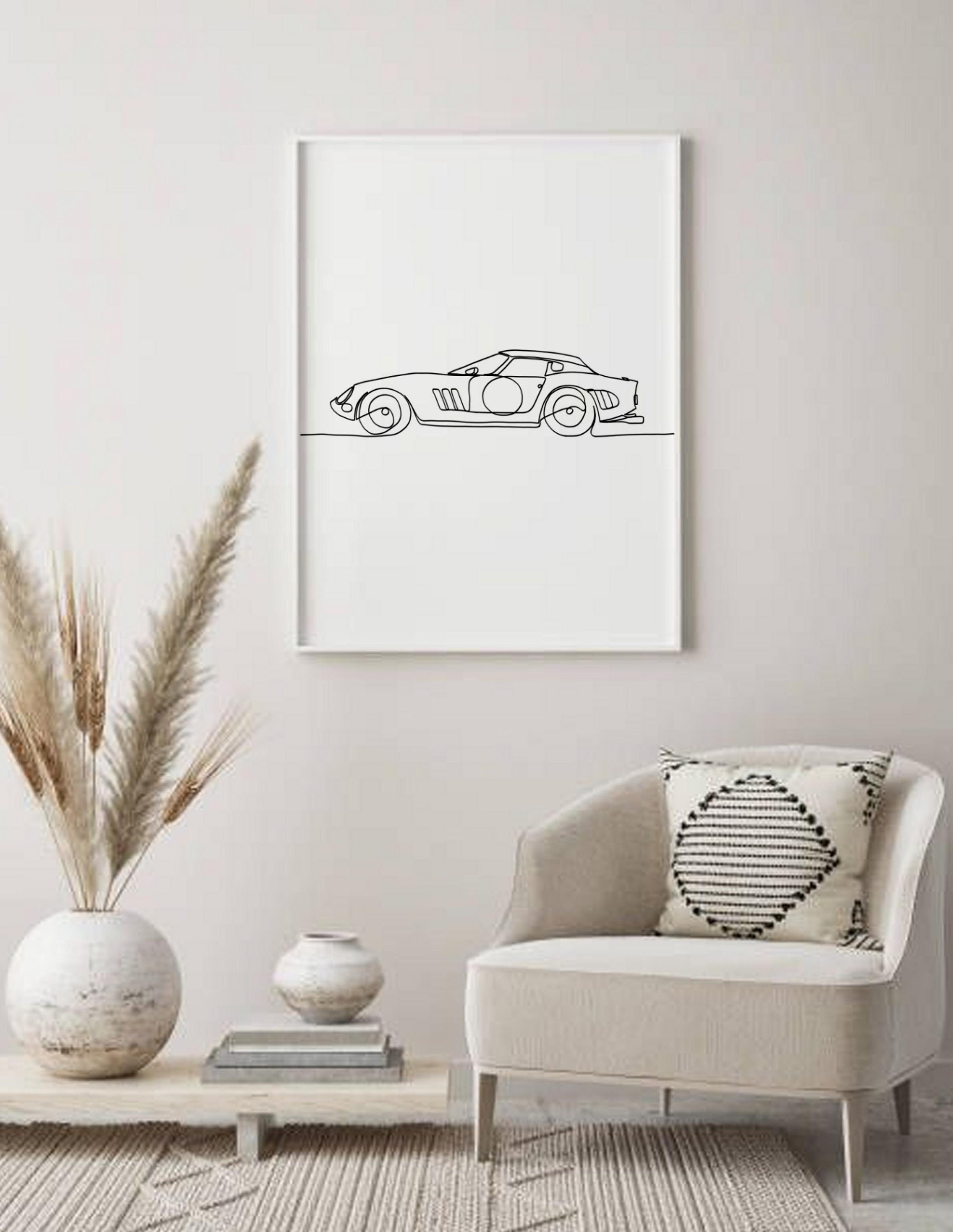 Minimalist Vintage Ferrari 250 GTO Line Art. Line Art Illustration ...