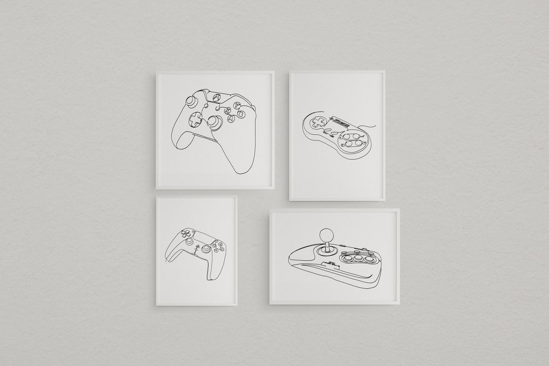 Minimalist Line Art Gamer Controllers. Set of 4 single Line Art ...