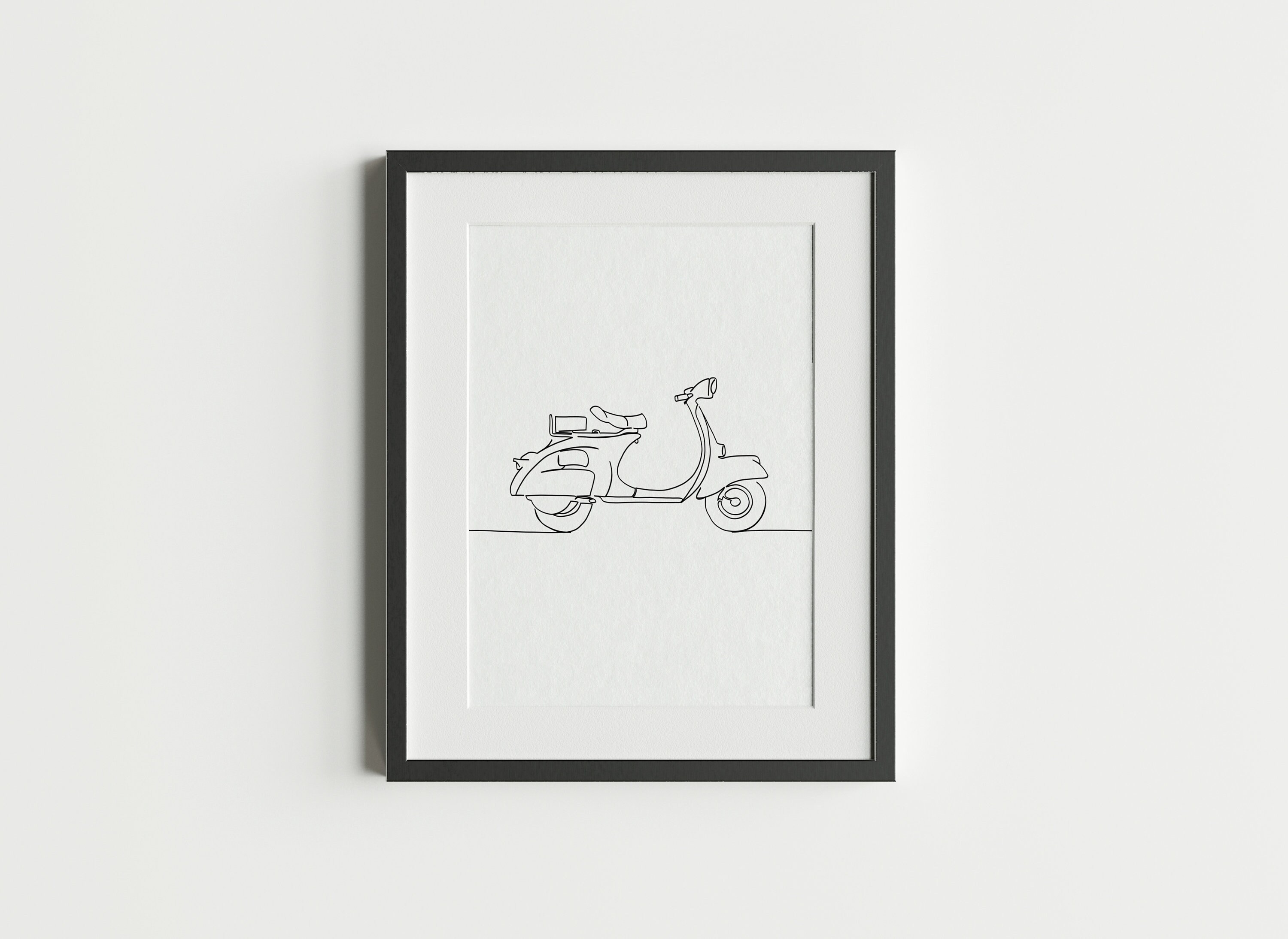 Minimalist Vintage Vespa Scooter Line Art. Line Art Illustration for ...